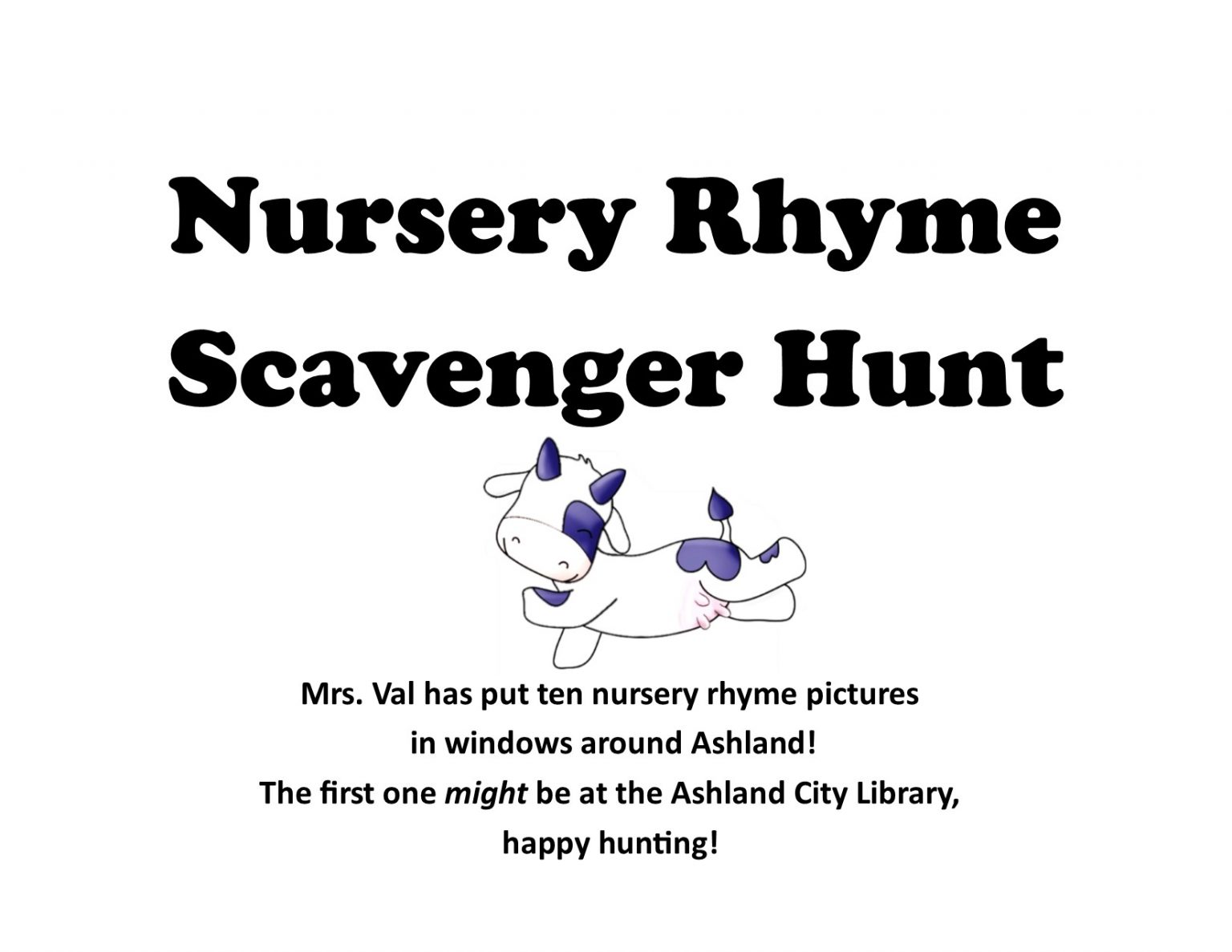 Nursery Rhyme Scavenger Hunt – Ashland City Library